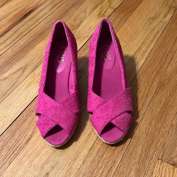 Chaps | Shoes | Hot Pink Chaps Wedge Sandals | Poshmark